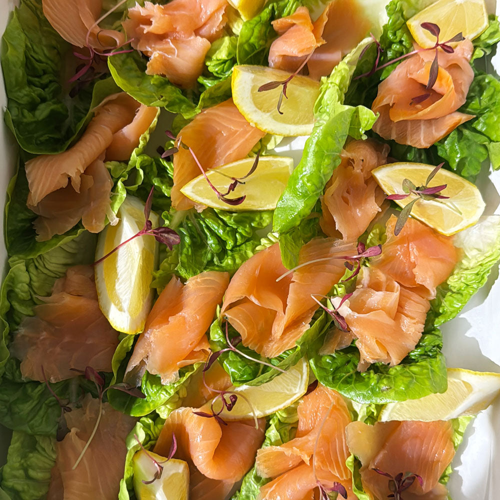 Smoked Salmon Box [smoked salmon served with salad, capers, lemon and